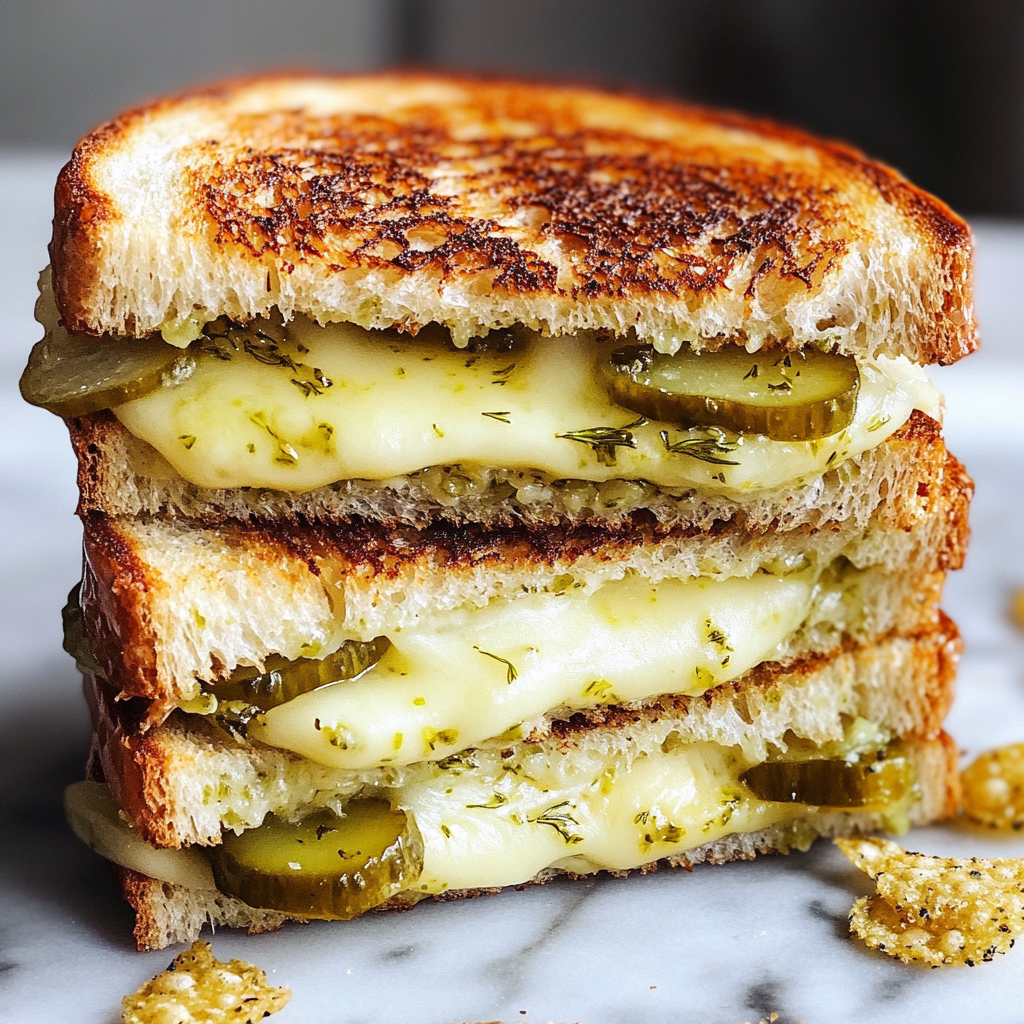Crispy Dill Pickle Grilled Cheese Sandwich - theamazingfood