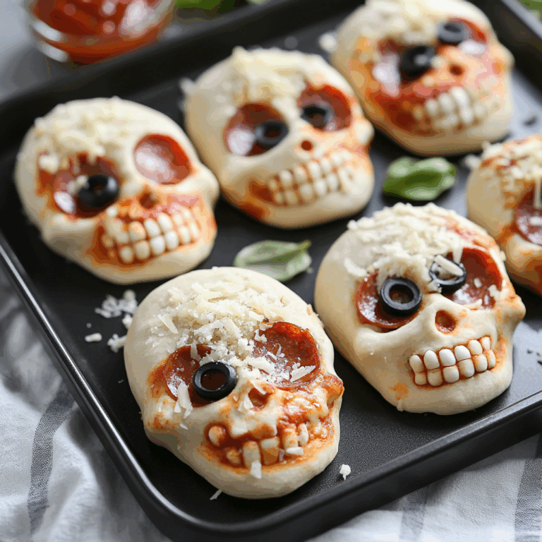 Cheesy Halloween Pizza Skulls