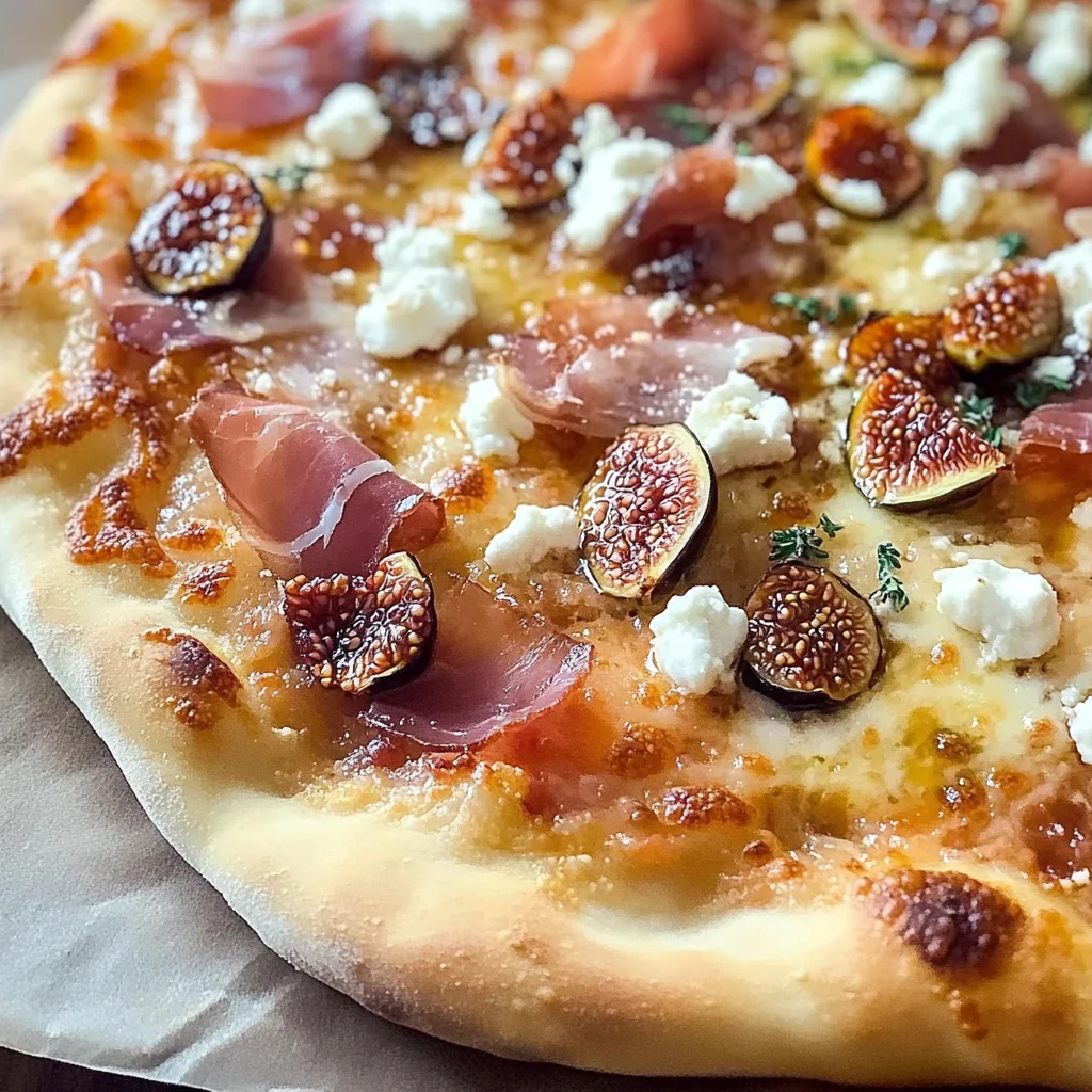 Easy 20-Minute Fig Jam Pizza with Goat Cheese and turkey slices